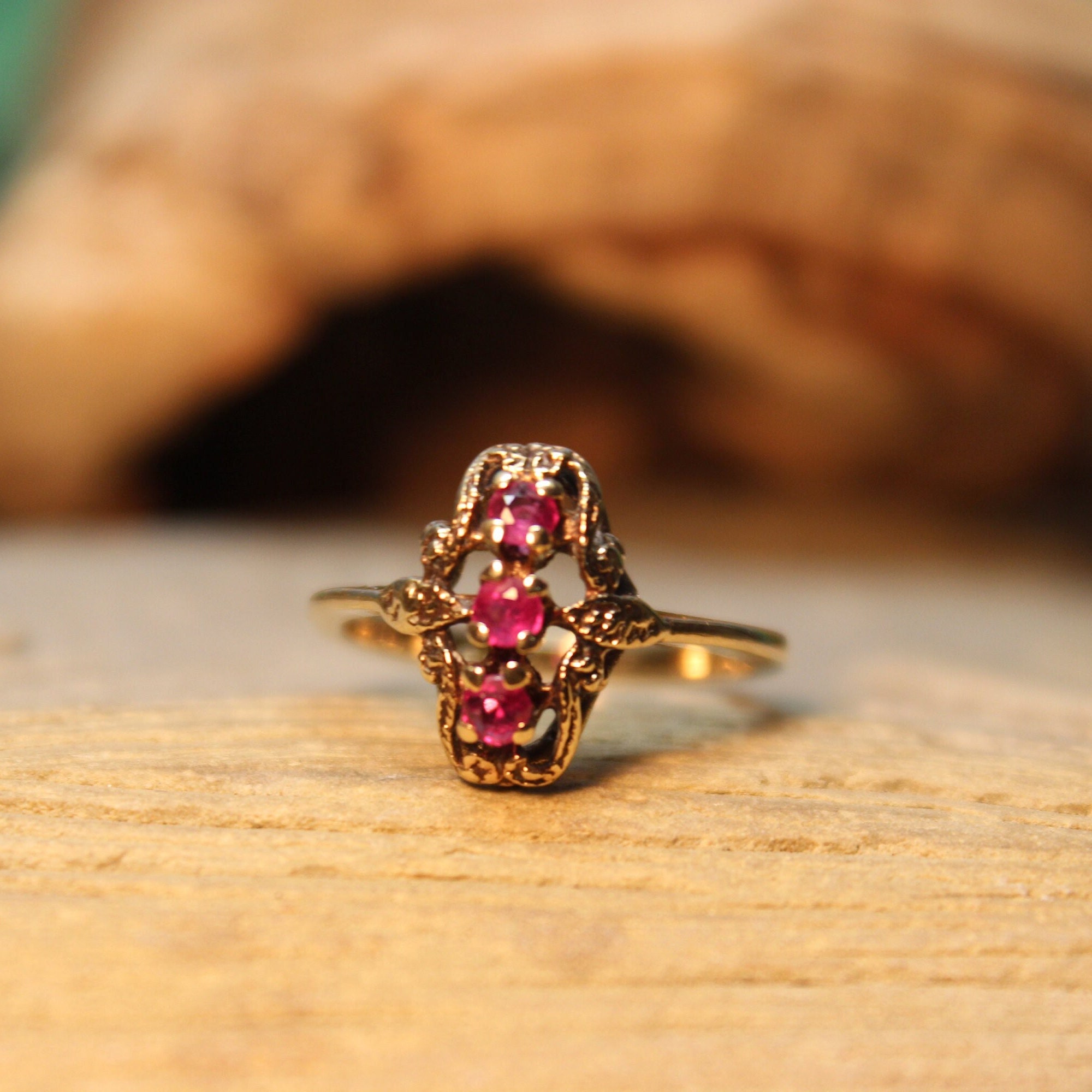 1950's Vintage Ruby Ring 10K Solid Gold Ruby Ring 2 Grams Size 5.5 ...