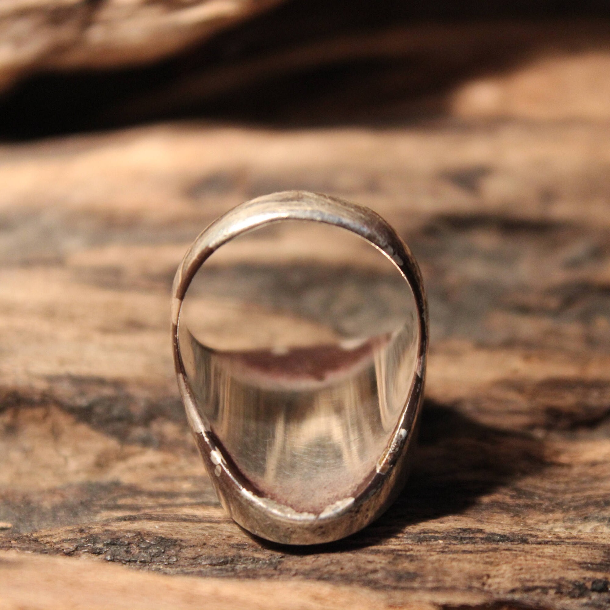 Mens Vintage Scrimshaw Eagle Oval Ring Signed R Size 8 Sterling Silver ...