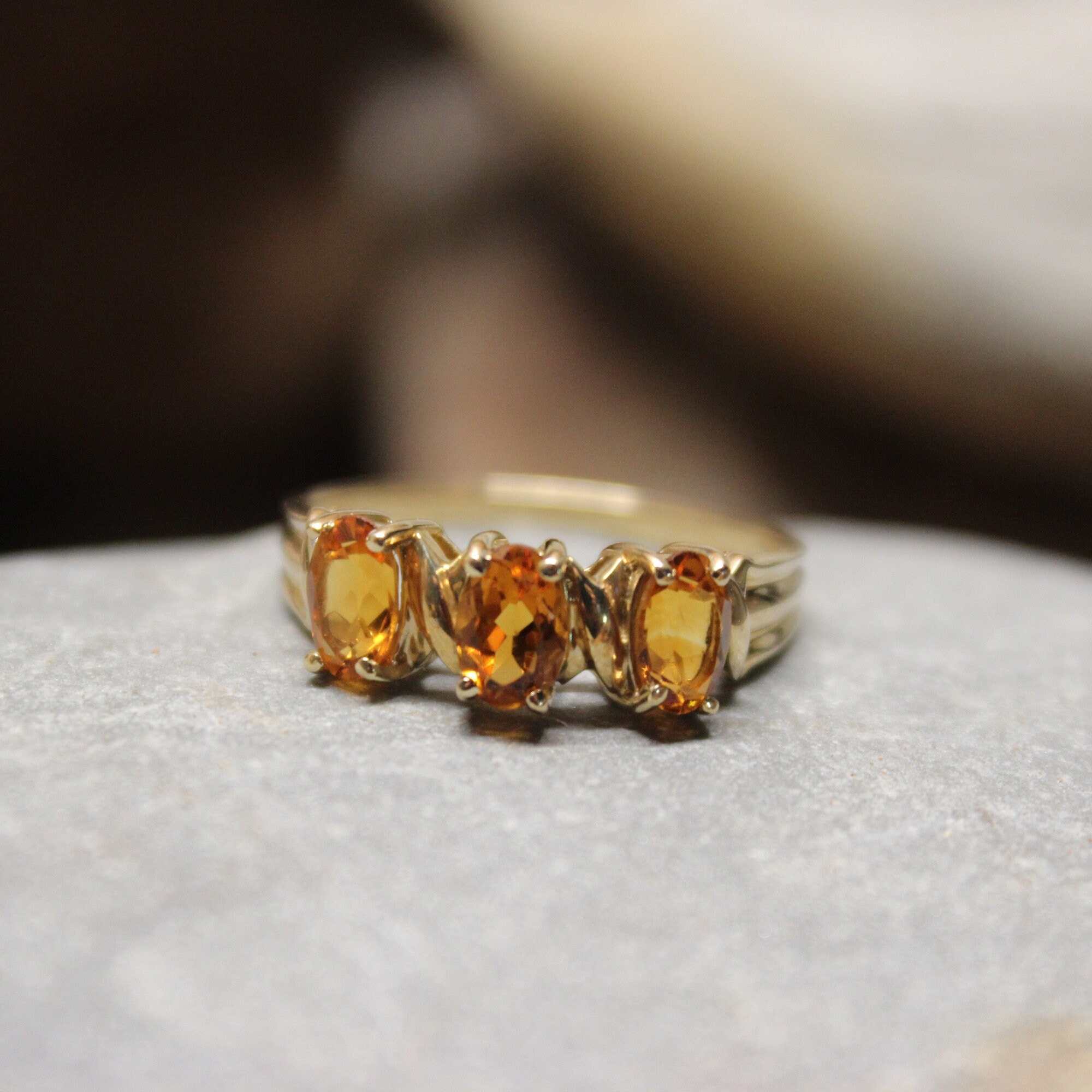 1990's Vintage 10k Solid Gold Citrine Ring Honey Citrine Ring 2.9 Grams ...