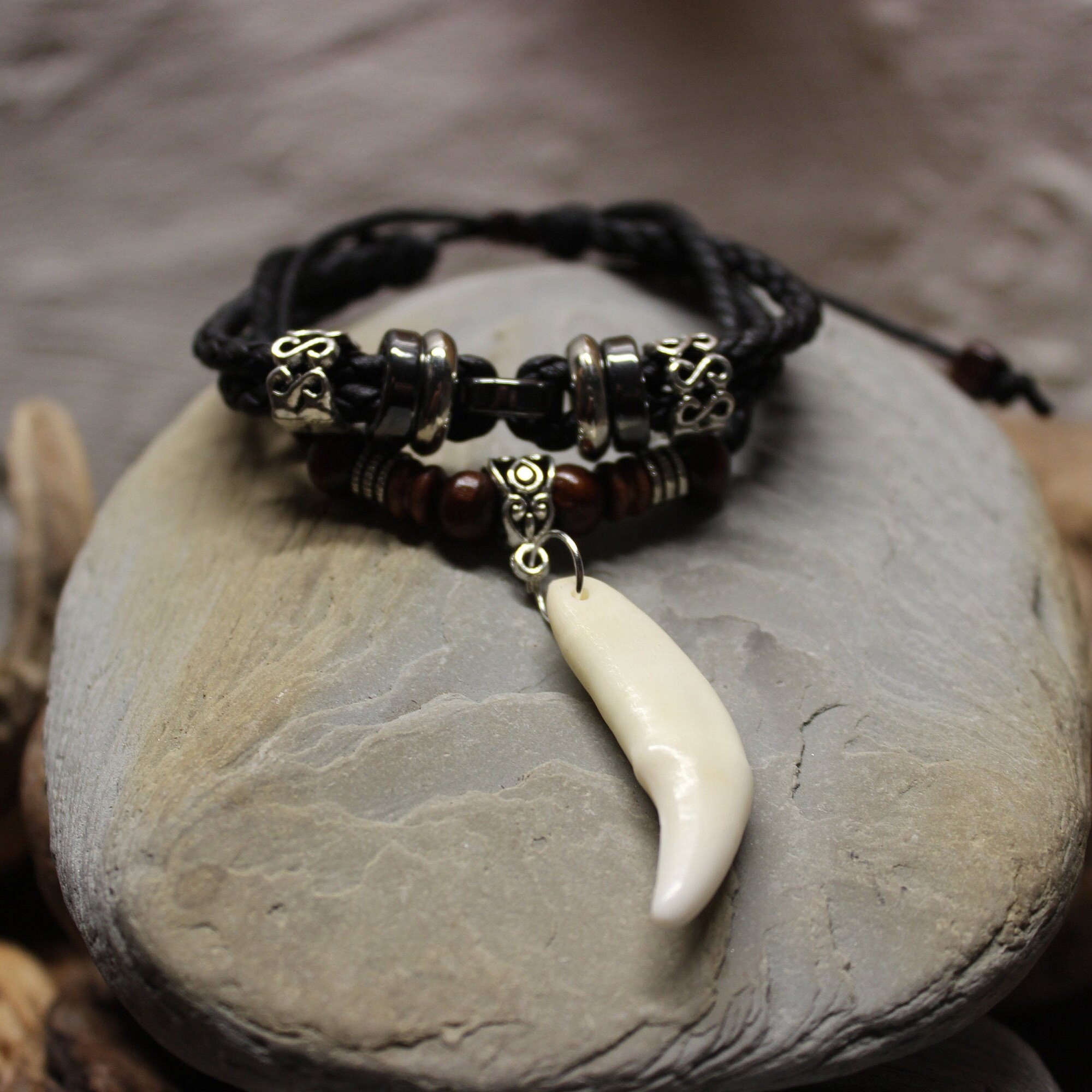 Large Wolf Tooth Bracelet Wolf Bracelet Wolf Bracelet Tribal Wolf Tooth ...