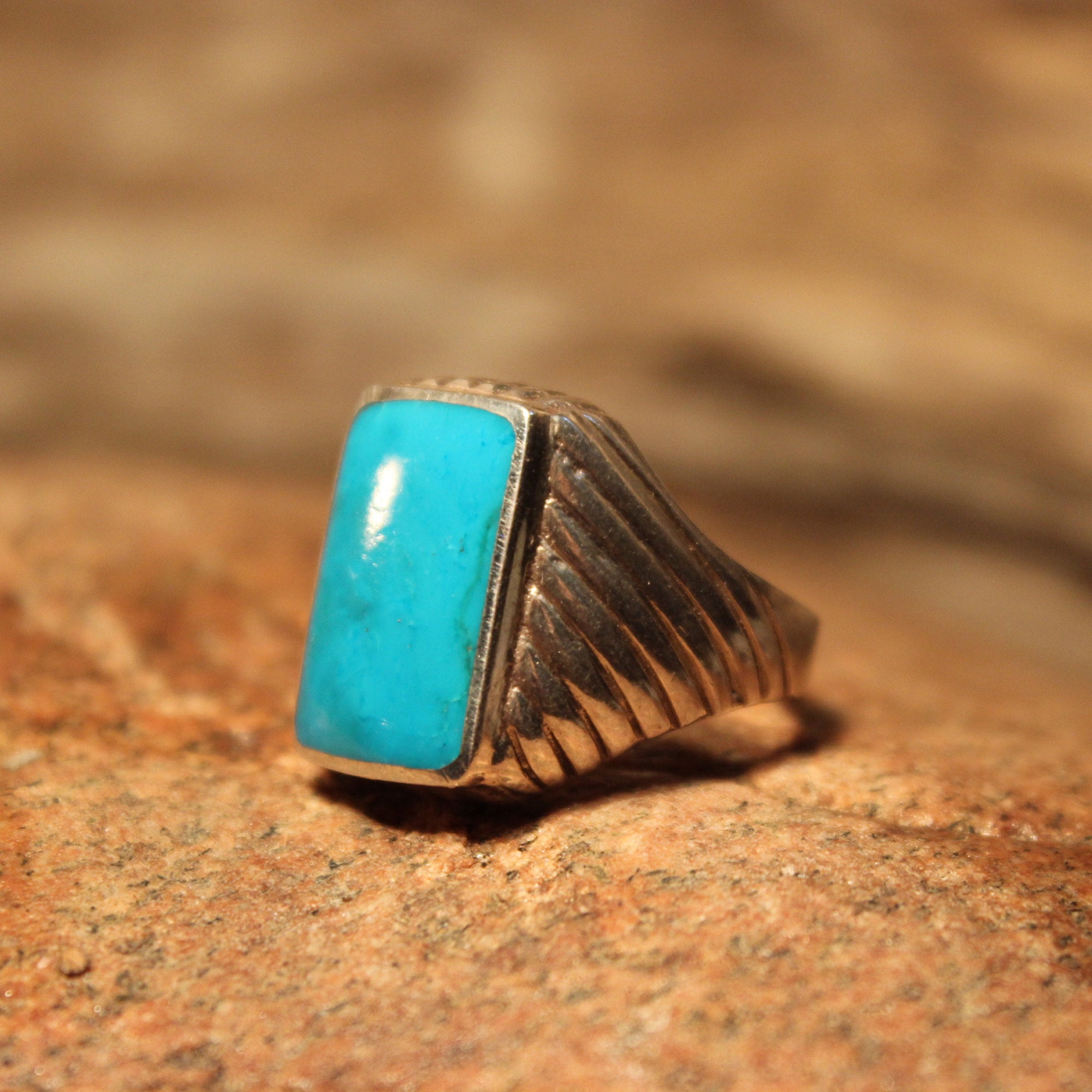 Large mens ring Mexico Sterling Silver Mens Turquoise Ring Heavy 12.7 ...