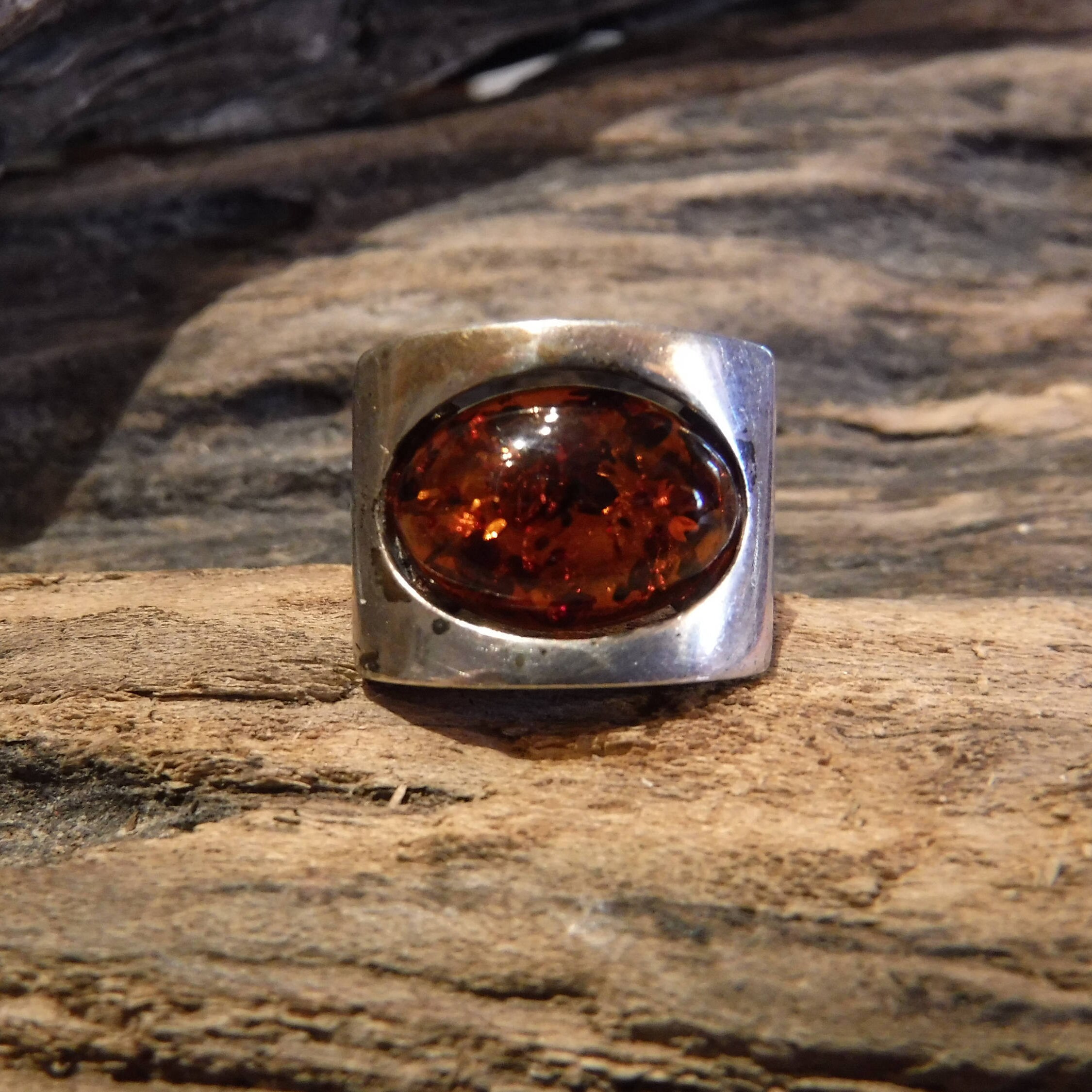 Vintage Mens Amber Silver Ring Amber Sterling Silver Ring 925 Sterling ...