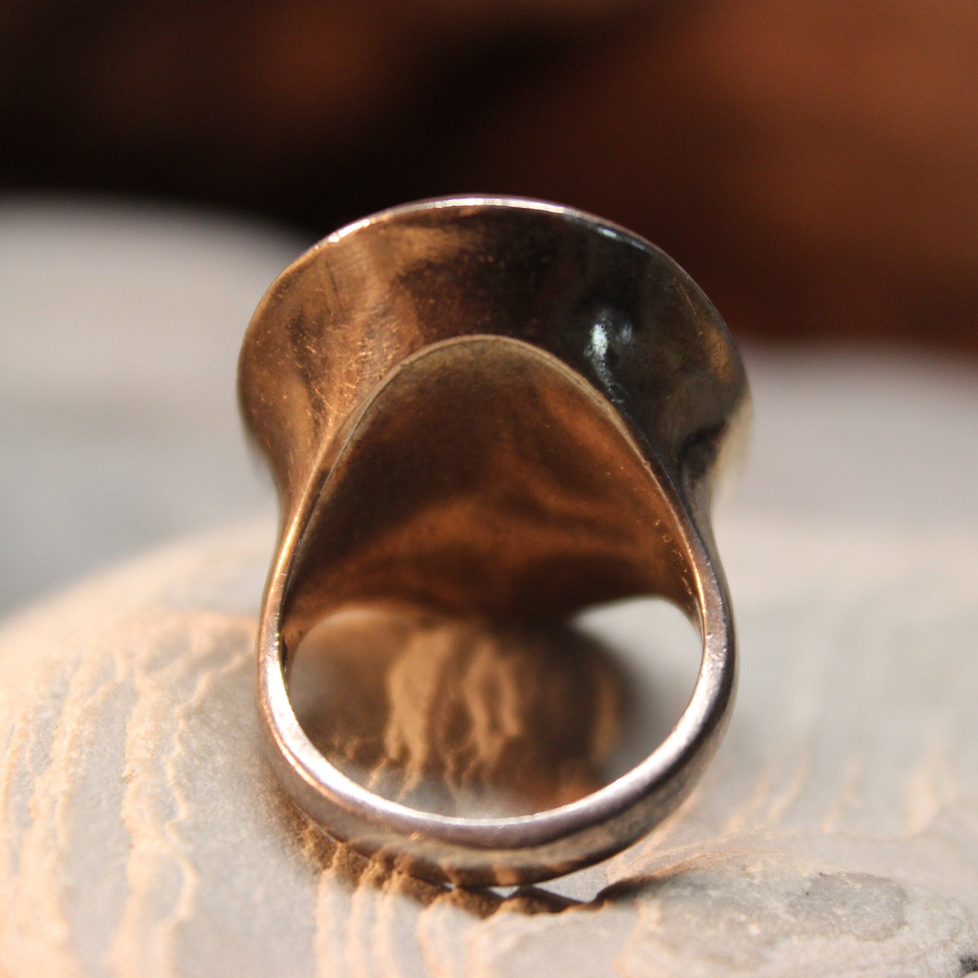 1970s Vintage Large Sterling Silver Ring Dichroic Glass Ring Size 6.5 ...