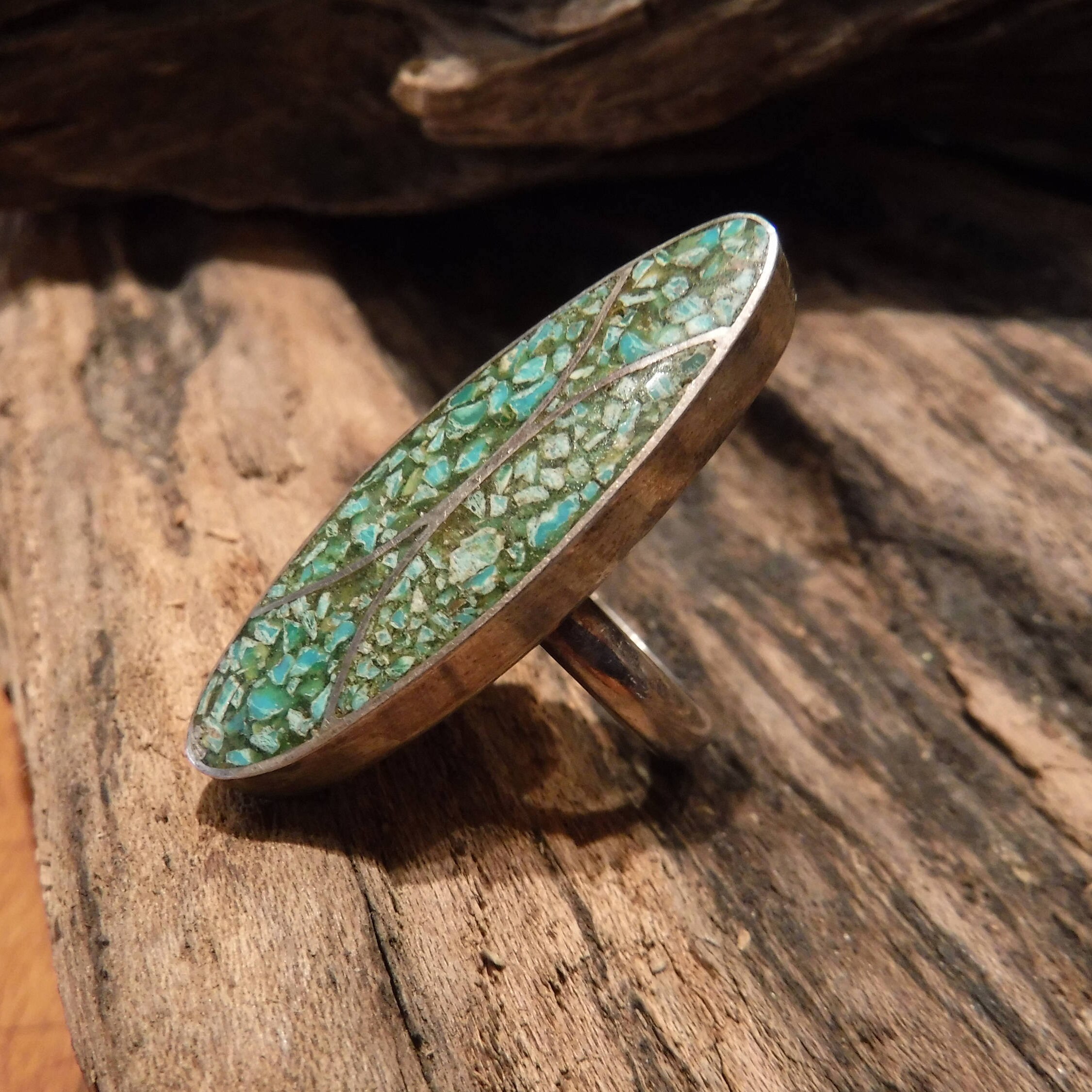 Vintage Large Turquoise Ring Sterling Silver Navajo Native American ...