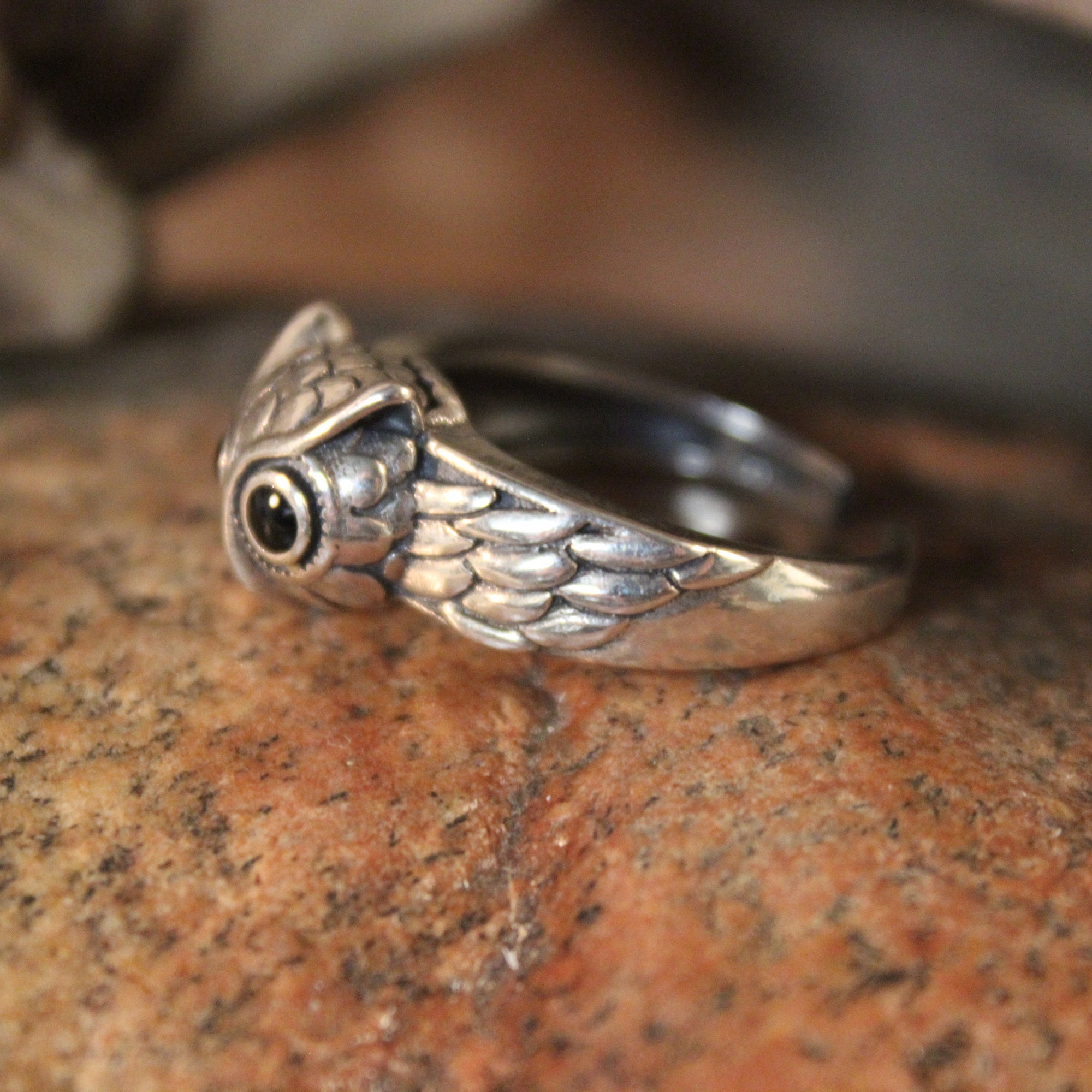 Vintage Sterling Silver Owl Ring Size 9 adjustable Vintage Owl Ring 4.8 ...
