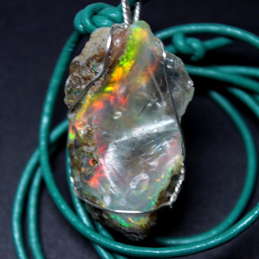Large Natural Ethiopian Fire Opal 38ct Welo Ethiopian Untreated Black ...