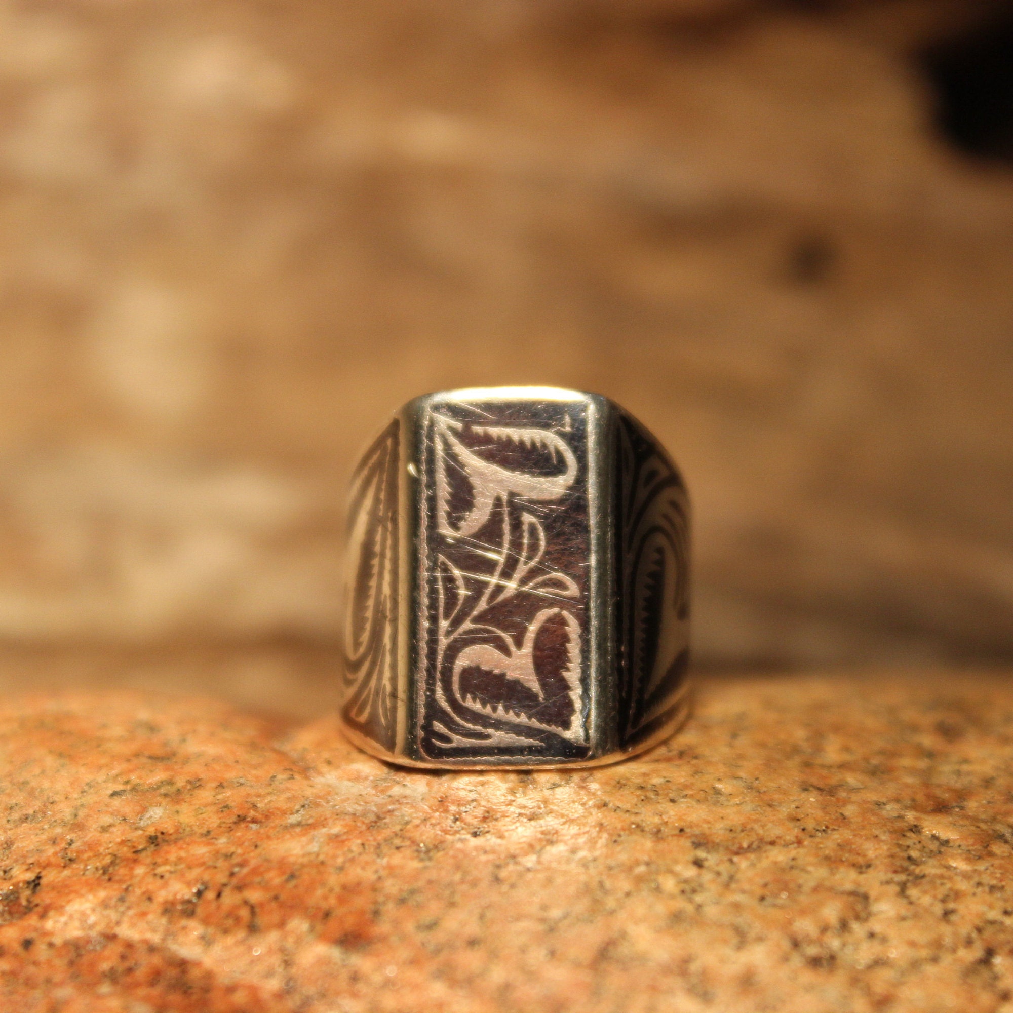 Large Mens Sterling Silver Heart Ring Size 9 Vintage Heart Ring 7.2 ...