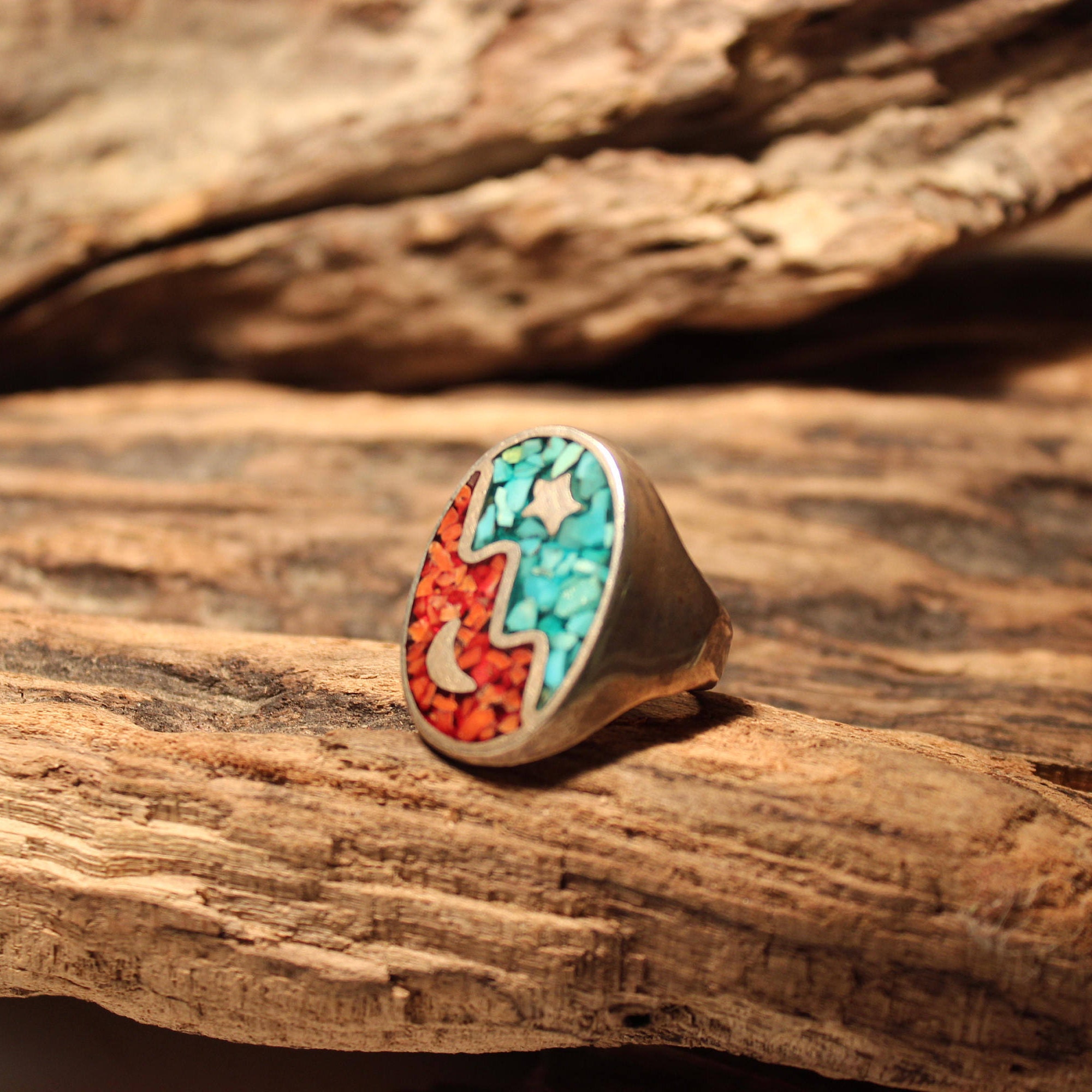 Vintage Mens Sterling Silver Ring Navajo Native American Heavy 15.8 ...