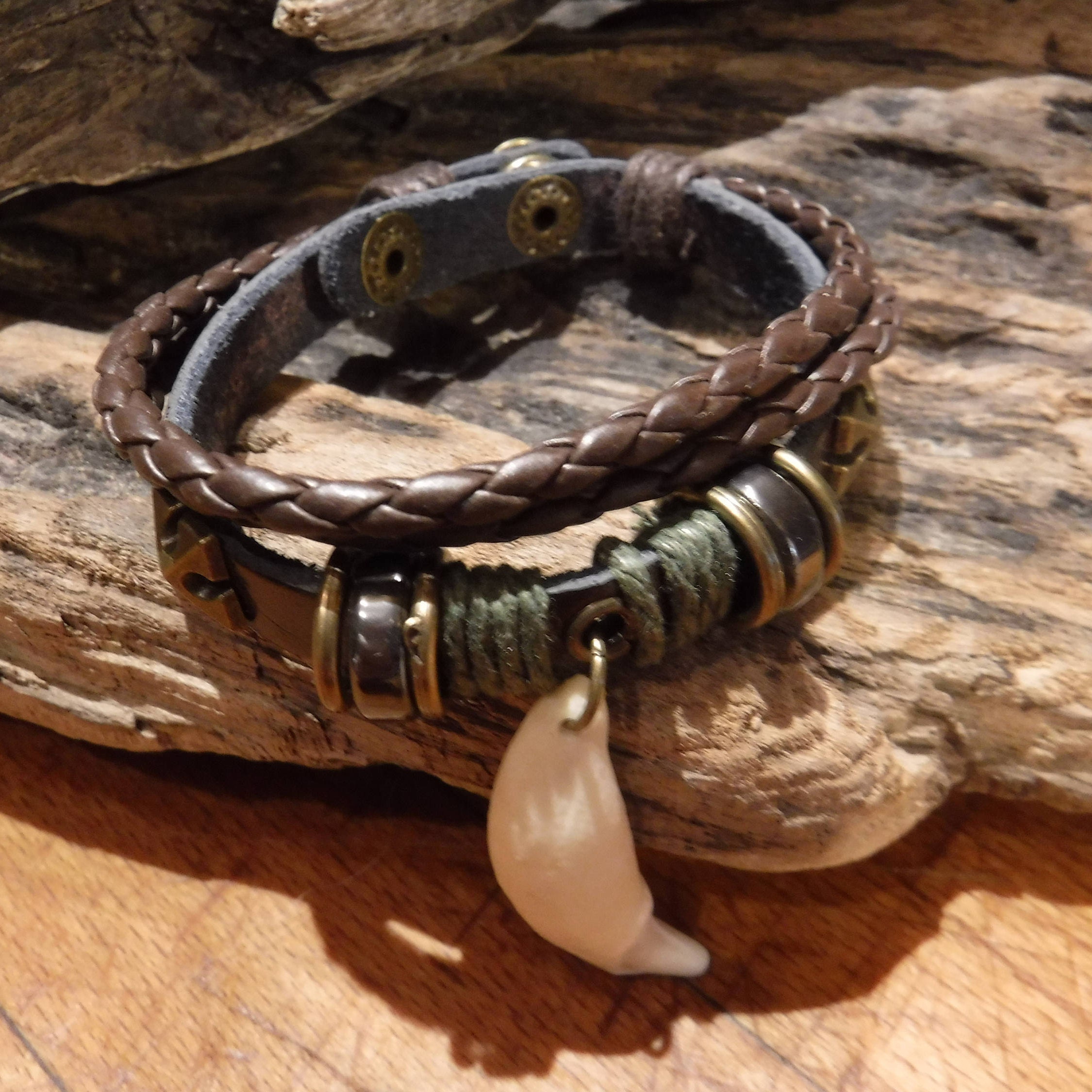 Large Wolf Tooth Bracelet Wolf Bracelet Wolf Bracelet Tribal Wolf Tooth Adjustable Bracelet ...