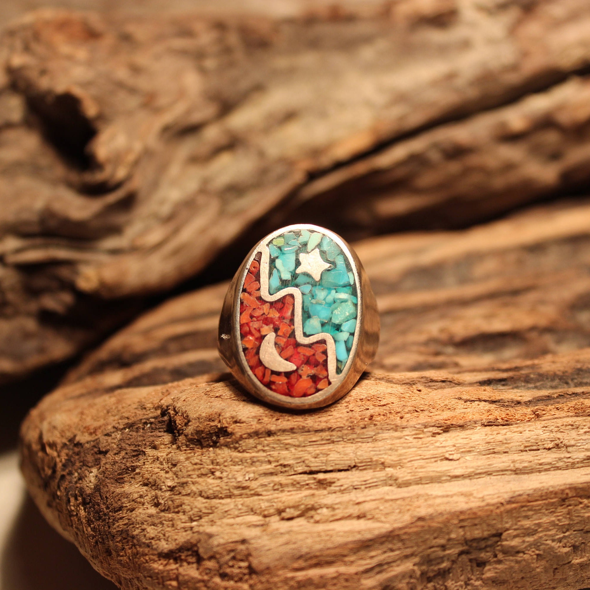 Vintage Mens Sterling Silver Ring Navajo Native American Heavy 15.8 ...