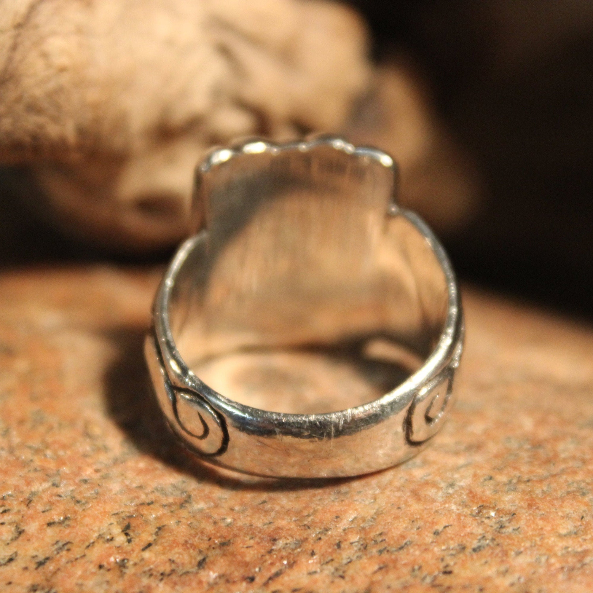 Large Rare Vintage Peruvian Sterling Silver 18K Gold Ring Size 9 Weight ...