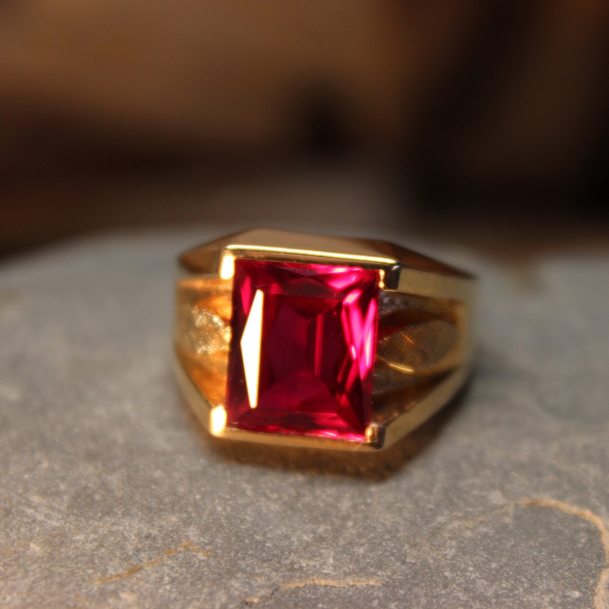1960's Vintage Mens Ruby Ring 9.4 Grams Size 9 Solid 10K Yellow Gold ...