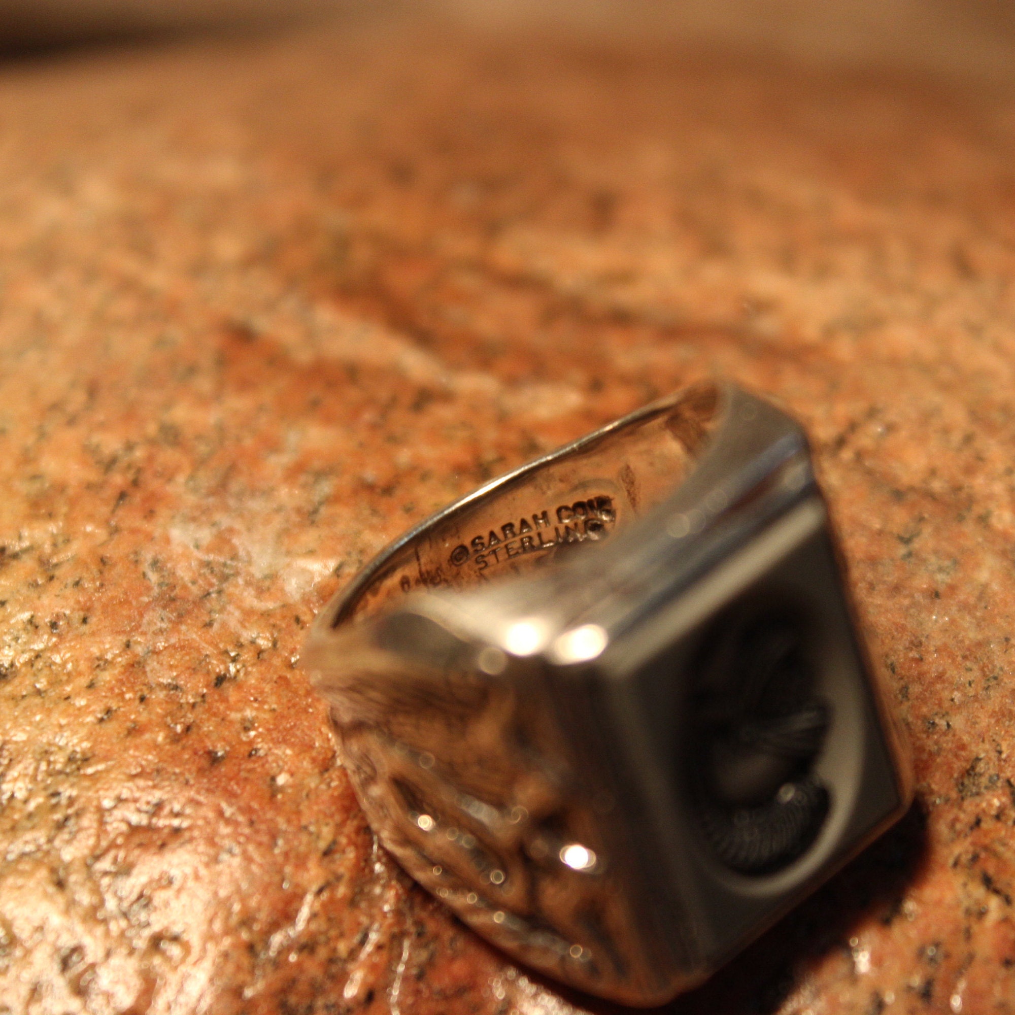 Vintage Mens Sterling Silver Intaglio Ring Roman Soldier & Mermaid Ring ...