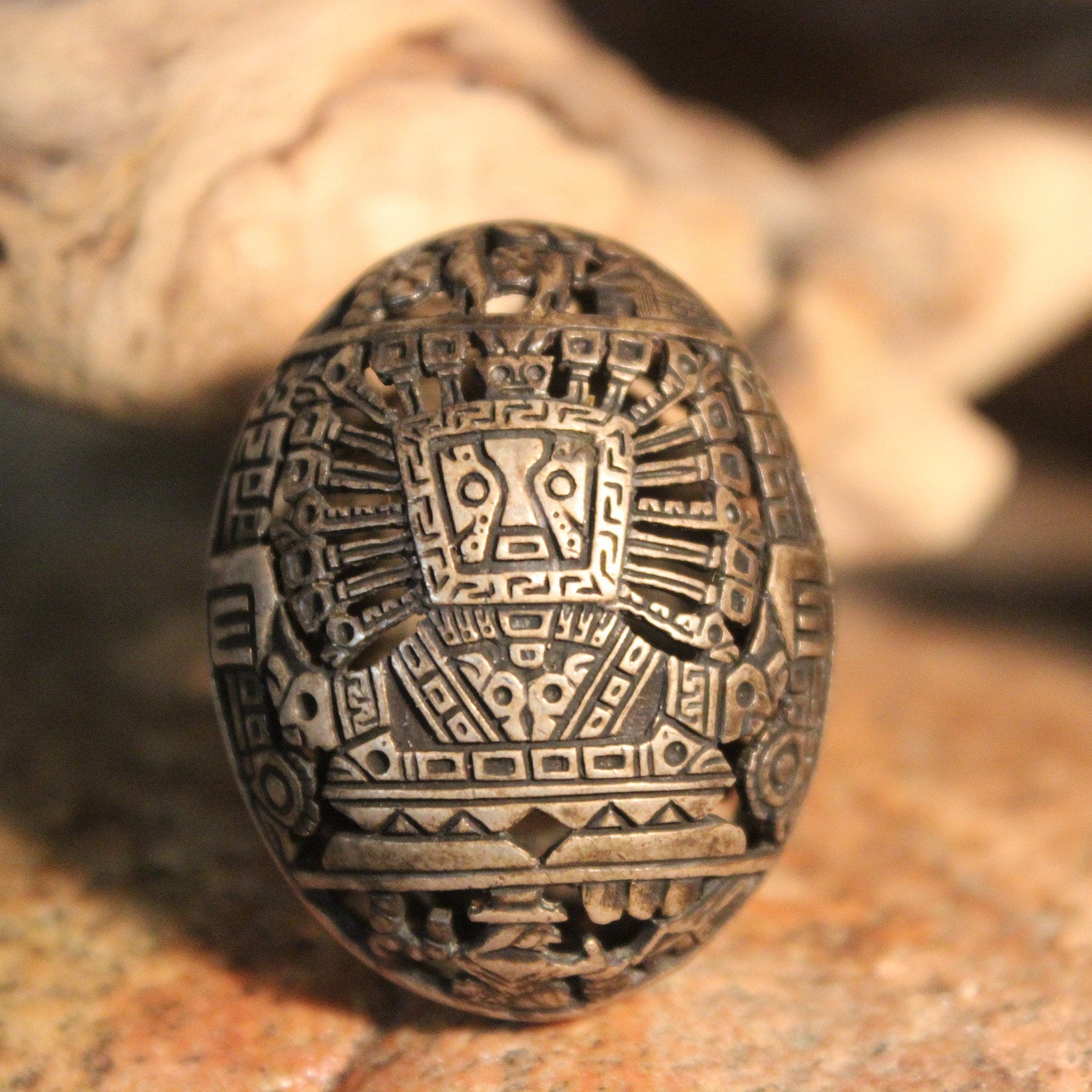 Rare Vintage Arte Orfebre 1950 Peruvian Ring Inca Sterling Silver Dome ...