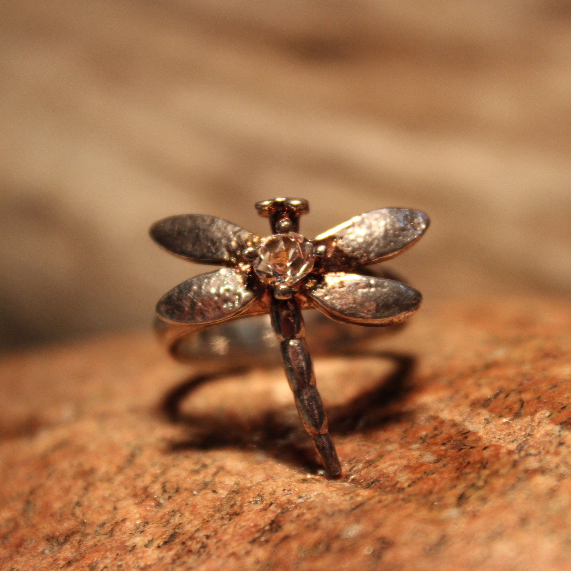 Vintage Dragonfly Ring Sterling Silver Size 8 Ladies Silver Dragonfly ...