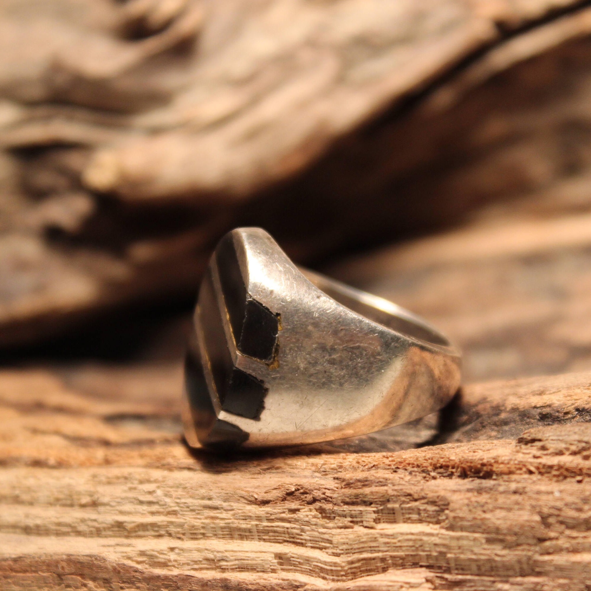 Mens Vintage Silver Ring Heavy 19.3 Grams Sterling Silver 925 Mens Onyx ...