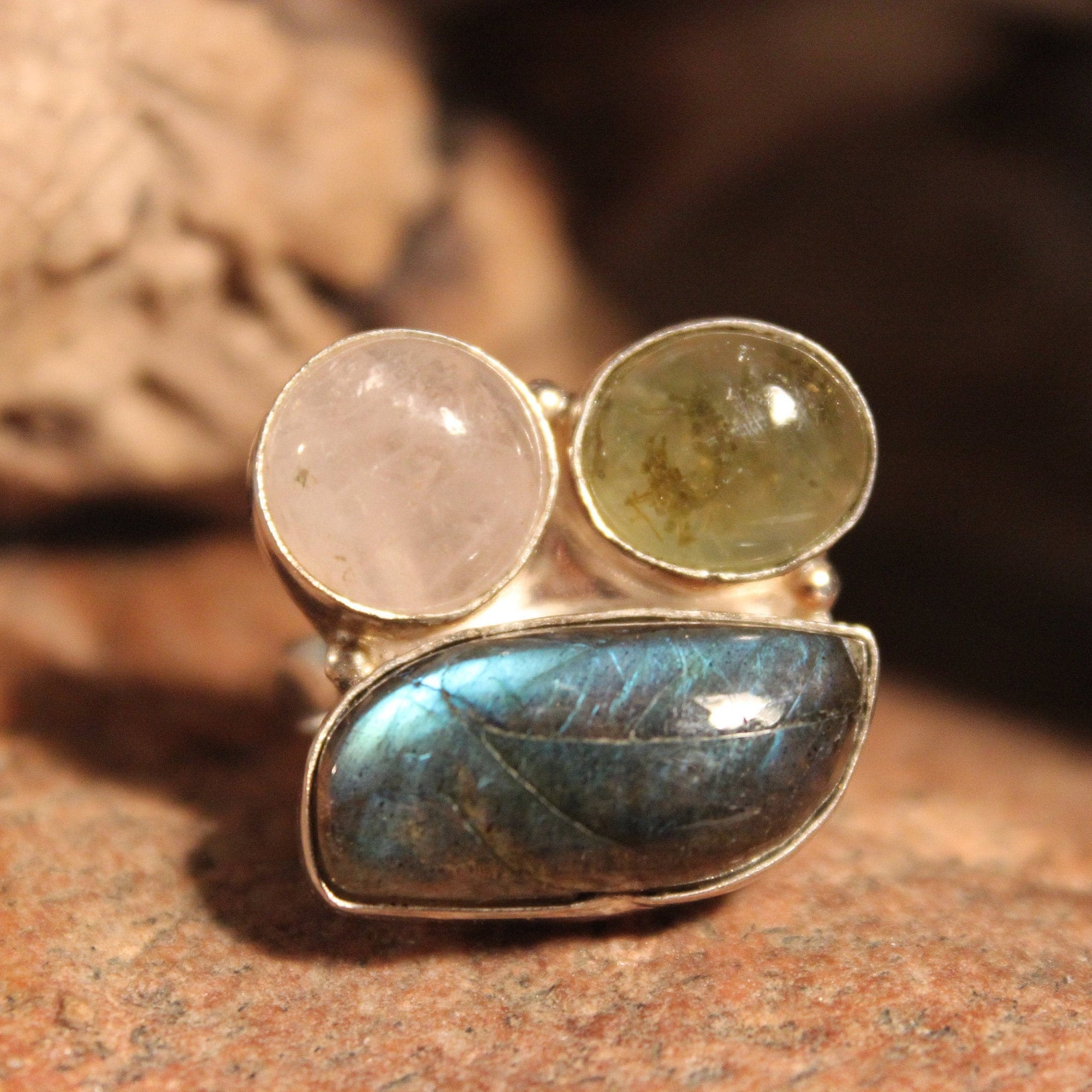 Vintage Large Sterling Ring Silver Labradorite Ring Size 8 Heavy 8.8 ...