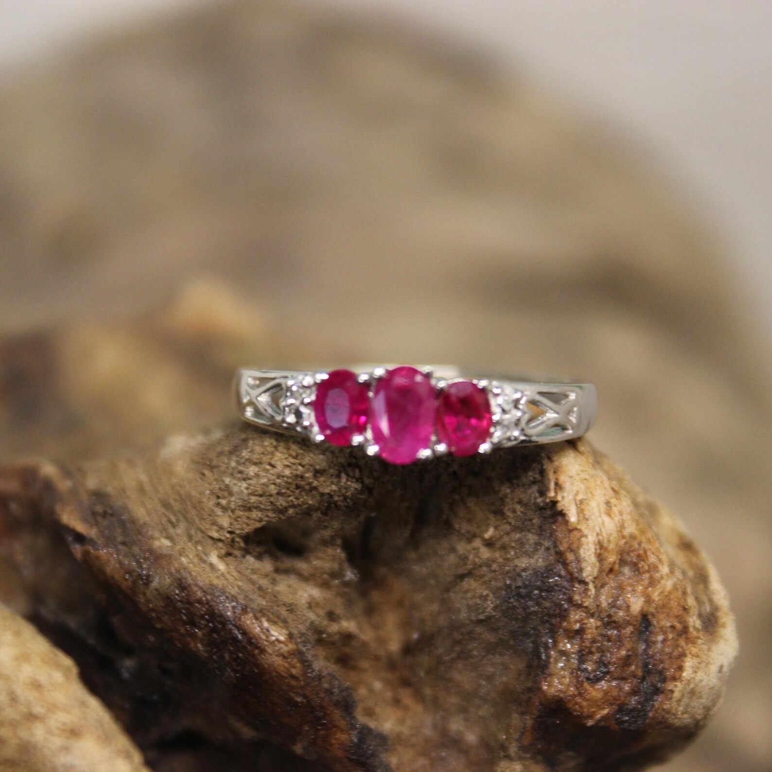1990's Vintage Ruby Diamond Ring 10K Solid Gold Ruby Diamond Ring 1.5 ...