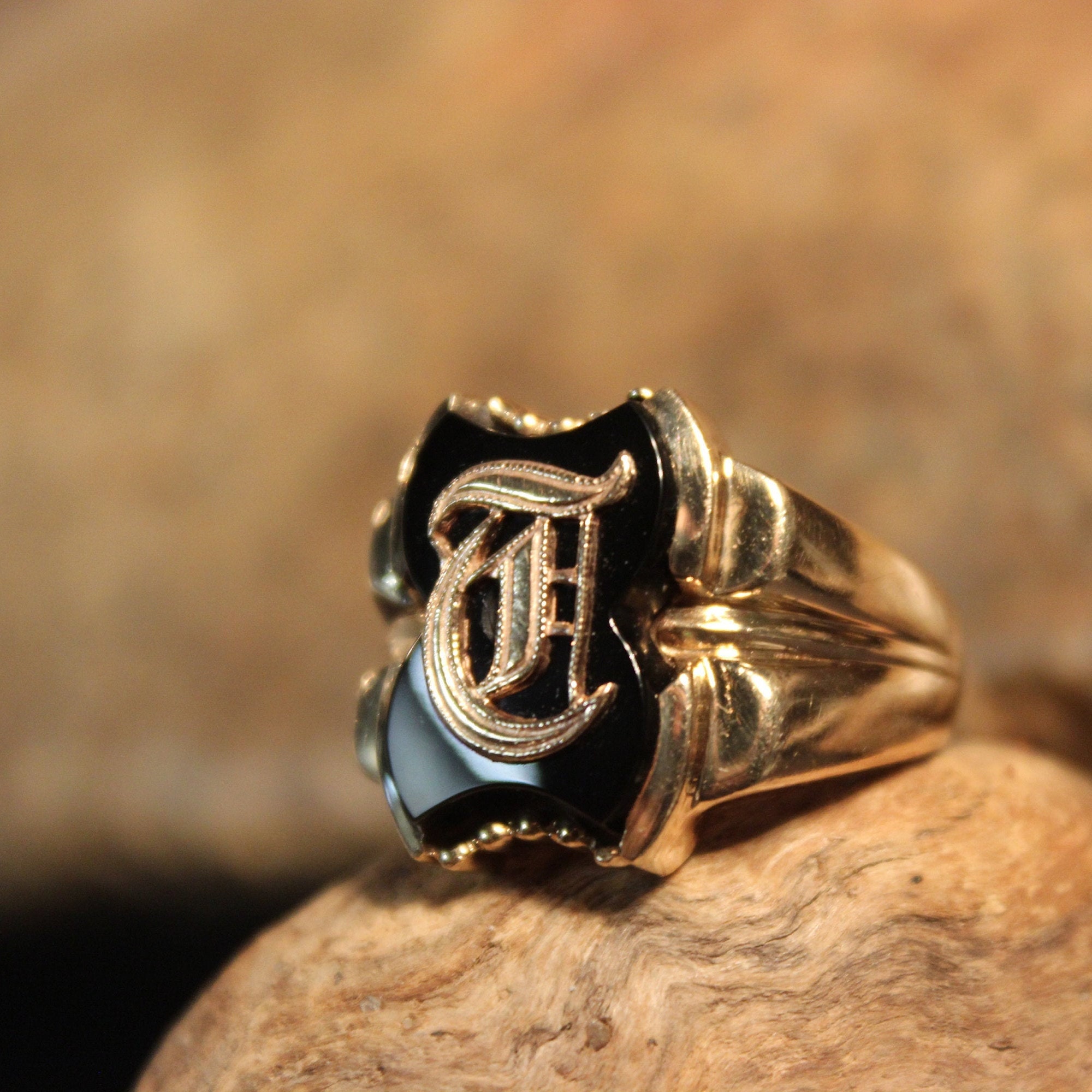 Mens Vintage Signet Ring Mens 10K Solid Yellow Gold Ring 7.5 Grams Size ...