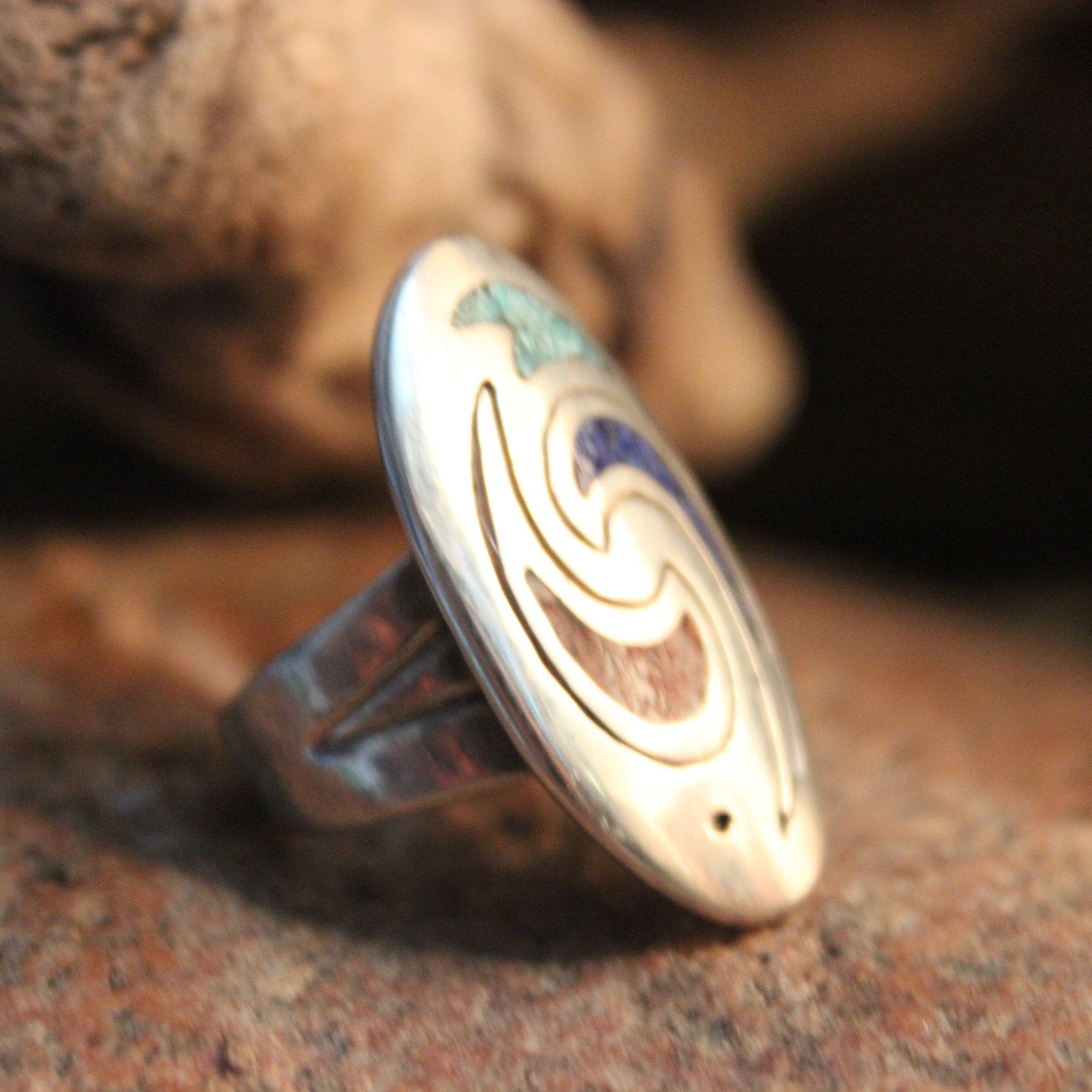 Large Navajo Native American Sterling Silver Ring Weight 9.1 grams Size ...