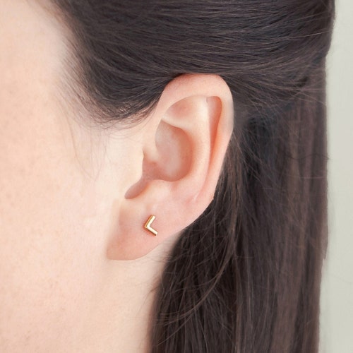 Single V Shaped Stud Earring - Etsy