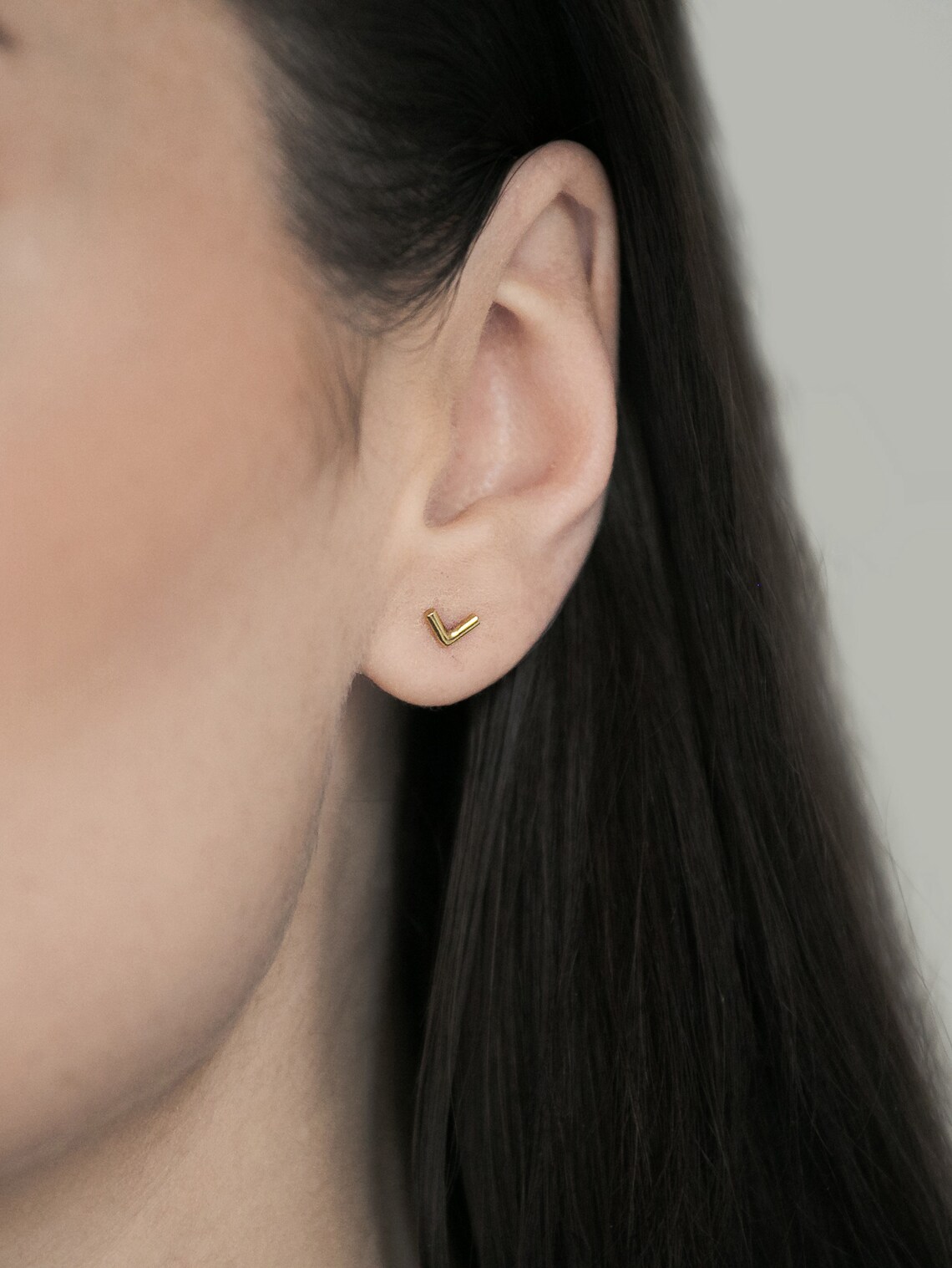 Single V Shaped Stud Earring - Etsy