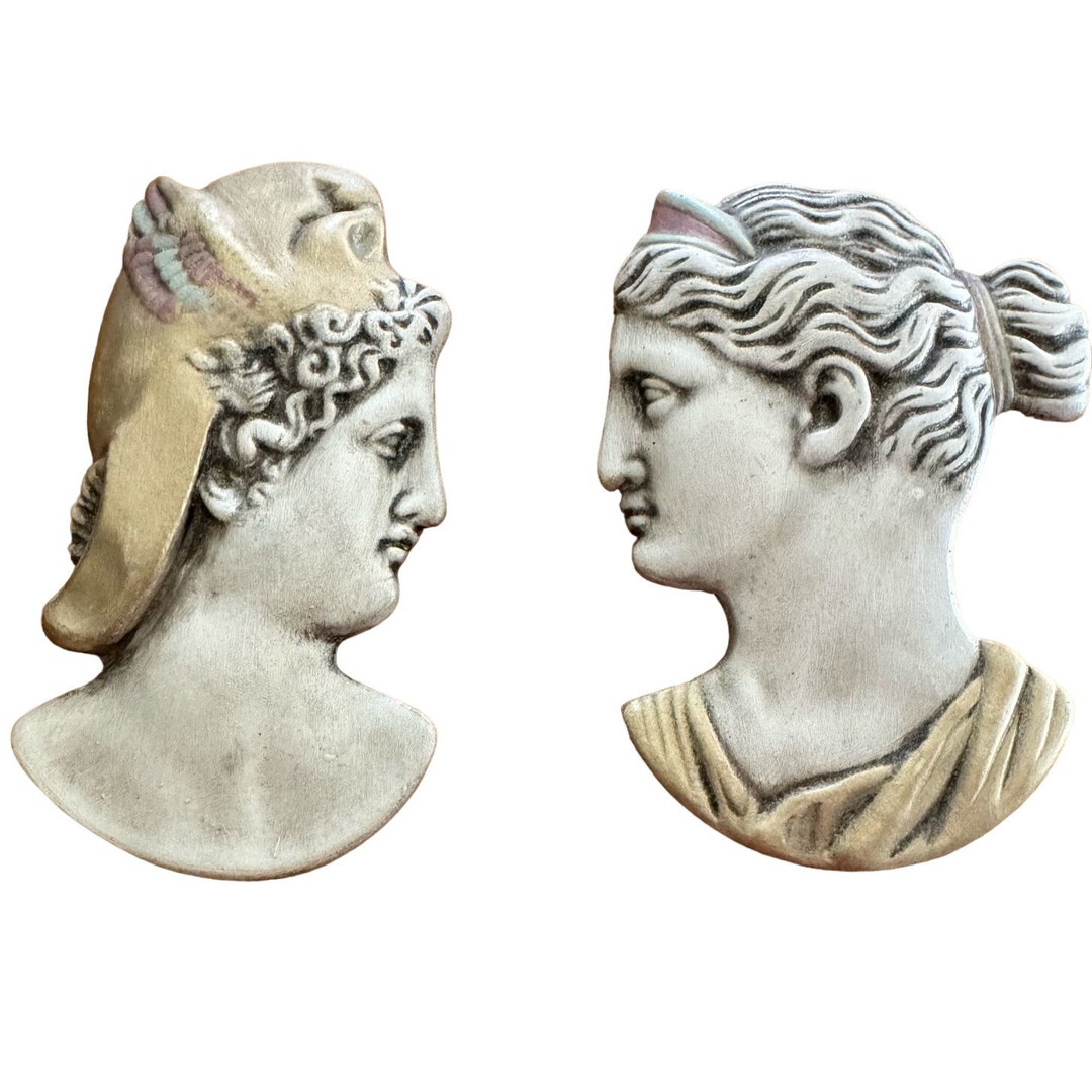 Chalkware Ancient Greek Roman Man Woman Heads Wall Hangings Gallery ...