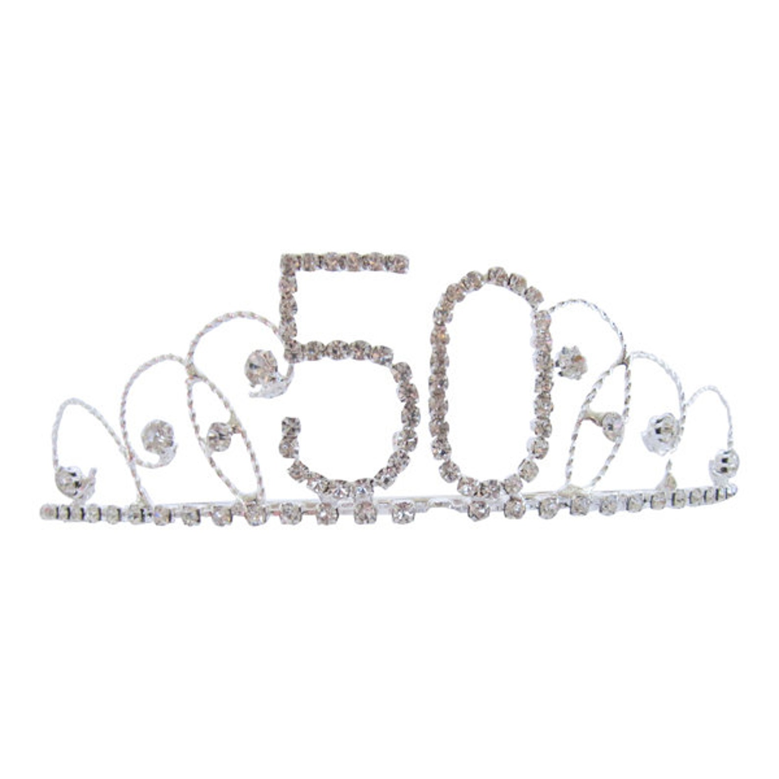 50th Birthday Diamante Crystal Tiara - Silver Plated Finish - Etsy