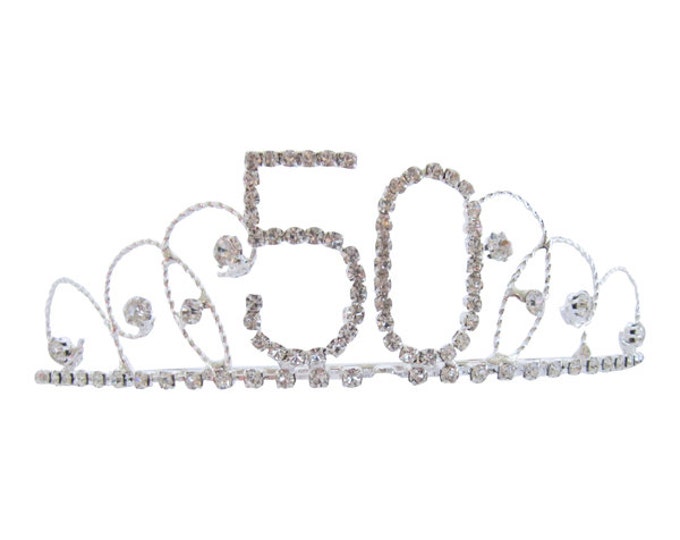 50th Birthday Diamante Crystal Tiara Silver Plated Finish - Etsy