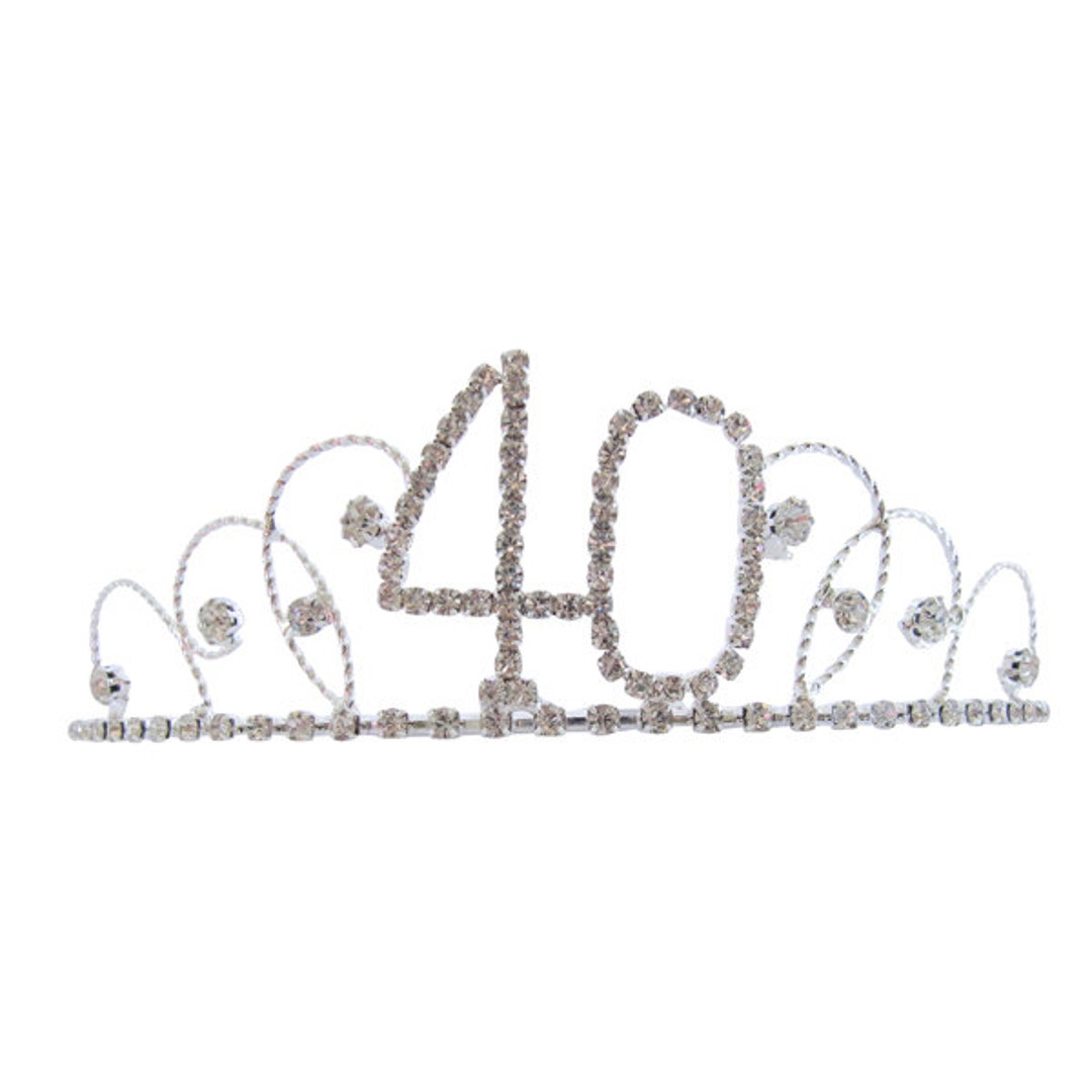 40th Birthday Diamante Crystal Tiara - Silver Plated Finish - Etsy UK