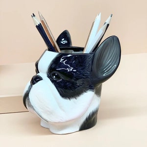 Ceramic Frenchie Dog Planter - Vase Statue Plant French Bulldog ...