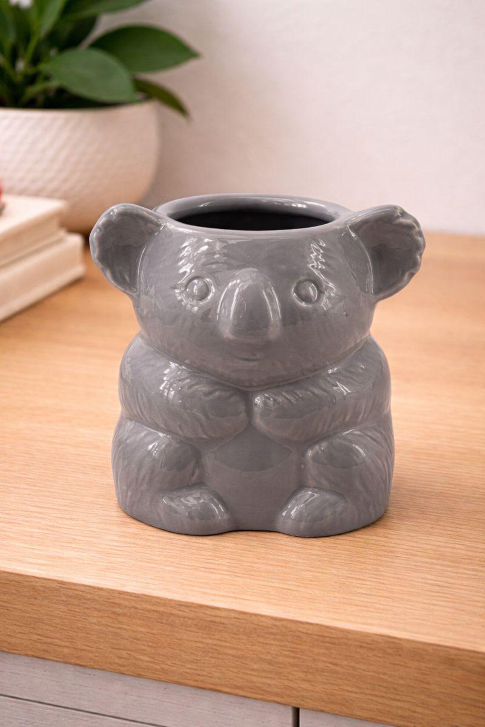 Koala Planter – Australian Native Ceramic Pot Plant Ornament – Grey or ...