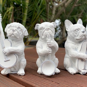 Set of 3 Musical Dogs - 10cm Dog Band Instrument Ornament Figurine ...