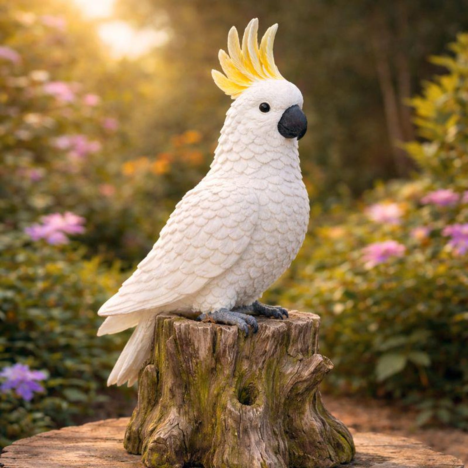 30cm Sulphur-crested Cockatoo on Tree Stump – Australian Native Garden ...