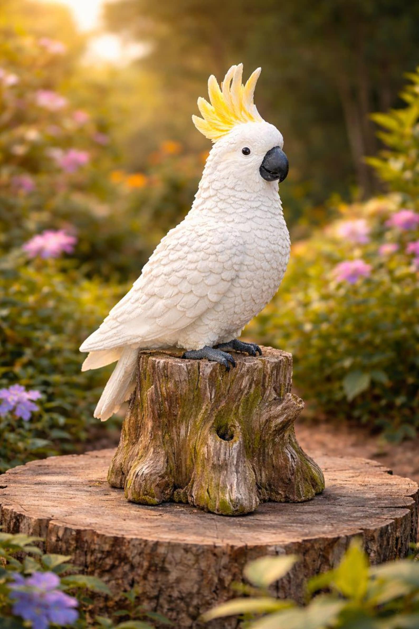 30cm Sulphur-crested Cockatoo on Tree Stump – Australian Native Garden ...