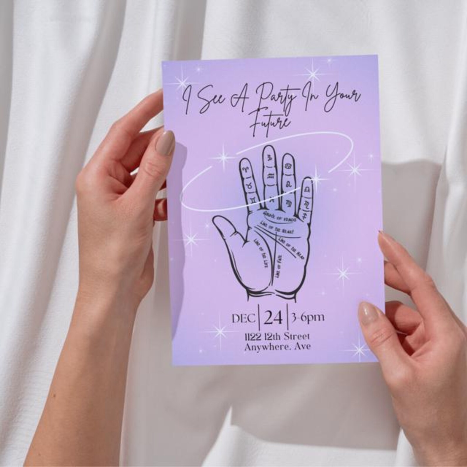 Palm Reading Party Invitation | Mystical Celestial Theme | Digital ...