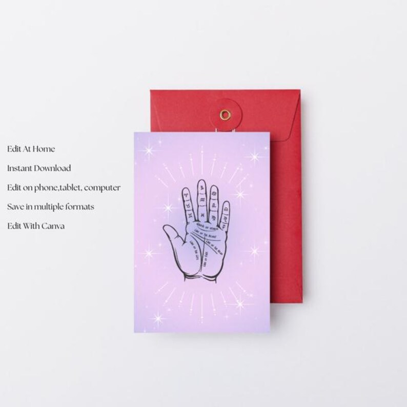 Palm Reading Party Invitation | Mystical Celestial Theme | Digital ...