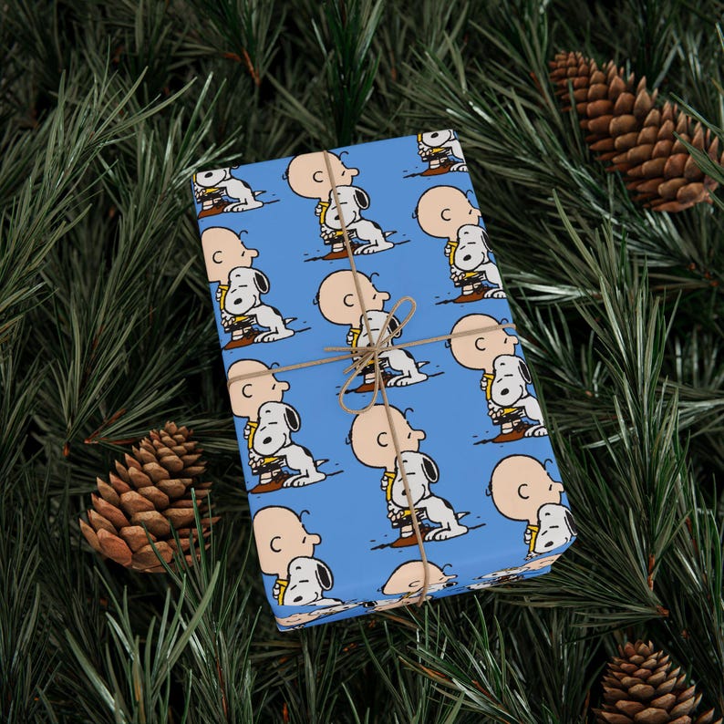 Snoopy Hug Light Blue Fun Wrapping Paper - Etsy