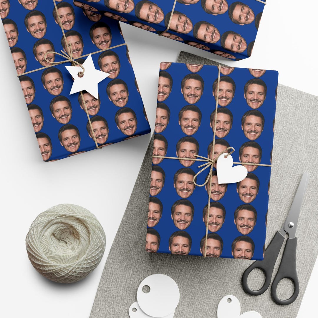 Pedro Pascal Face Blue Gift Wrapping Papers - Etsy