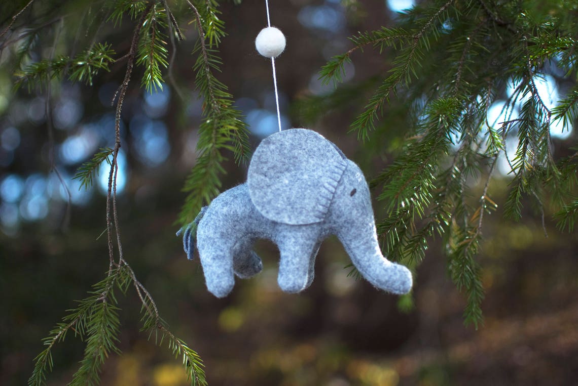 Elephant Christmas Ornament, Elephant Gift, Christmas Decoration, Felt ...