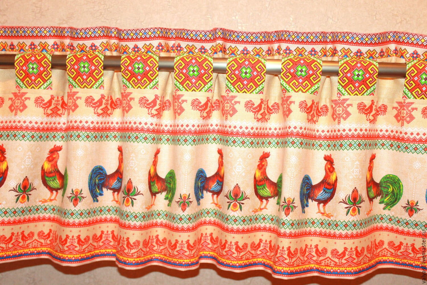 Kitchen Valance and Tiers 42 Wide Chiken Rooster Folk | Etsy