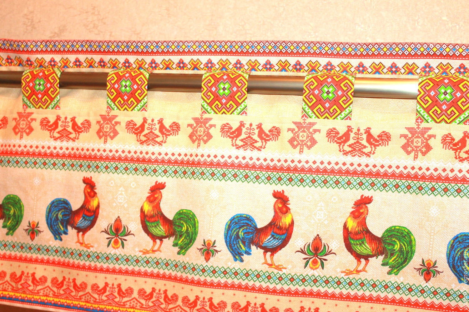 Kitchen Valance and Tiers 42 Wide Chiken Rooster Folk | Etsy