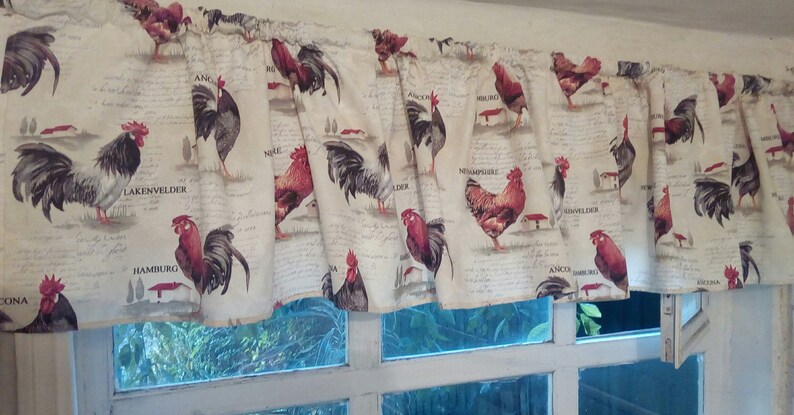Kitchen Valance 42 Wide Chicken Roosters Folk Rustic - Etsy