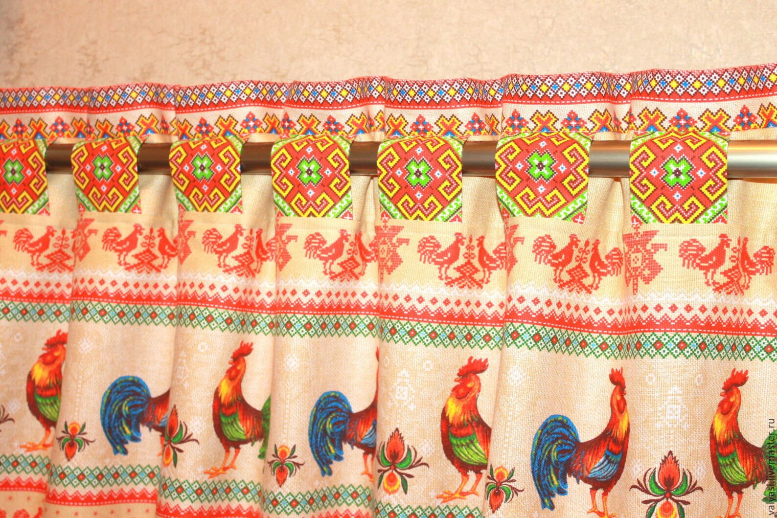 Kitchen Valance and Tiers 42 Wide Chiken Rooster Folk | Etsy