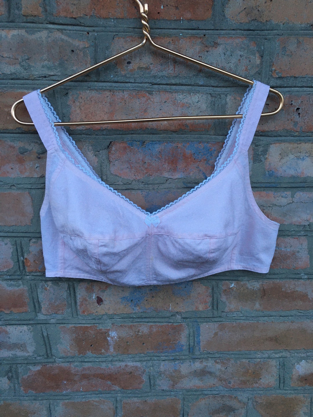 Bralette Bra Brassiere Vintage Underwear Cotton Lingerie Lady Pink ...