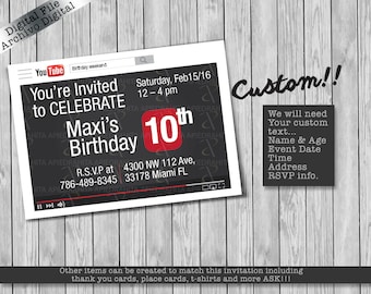 Youtuber Birthday Invitation - Etsy
