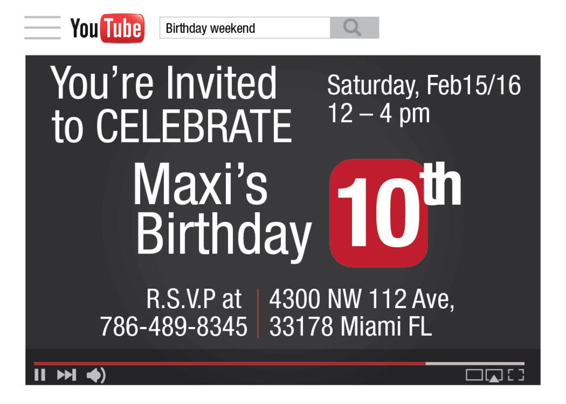 Youtuber Party Invitation / Invitacion De Cumple Años Youtuber - Etsy