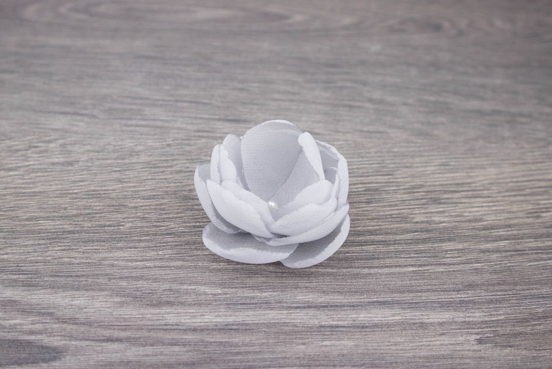 Grey Flower Clip Grey Hair Flower Grey Flower Girl Grey Bridesmaids ...