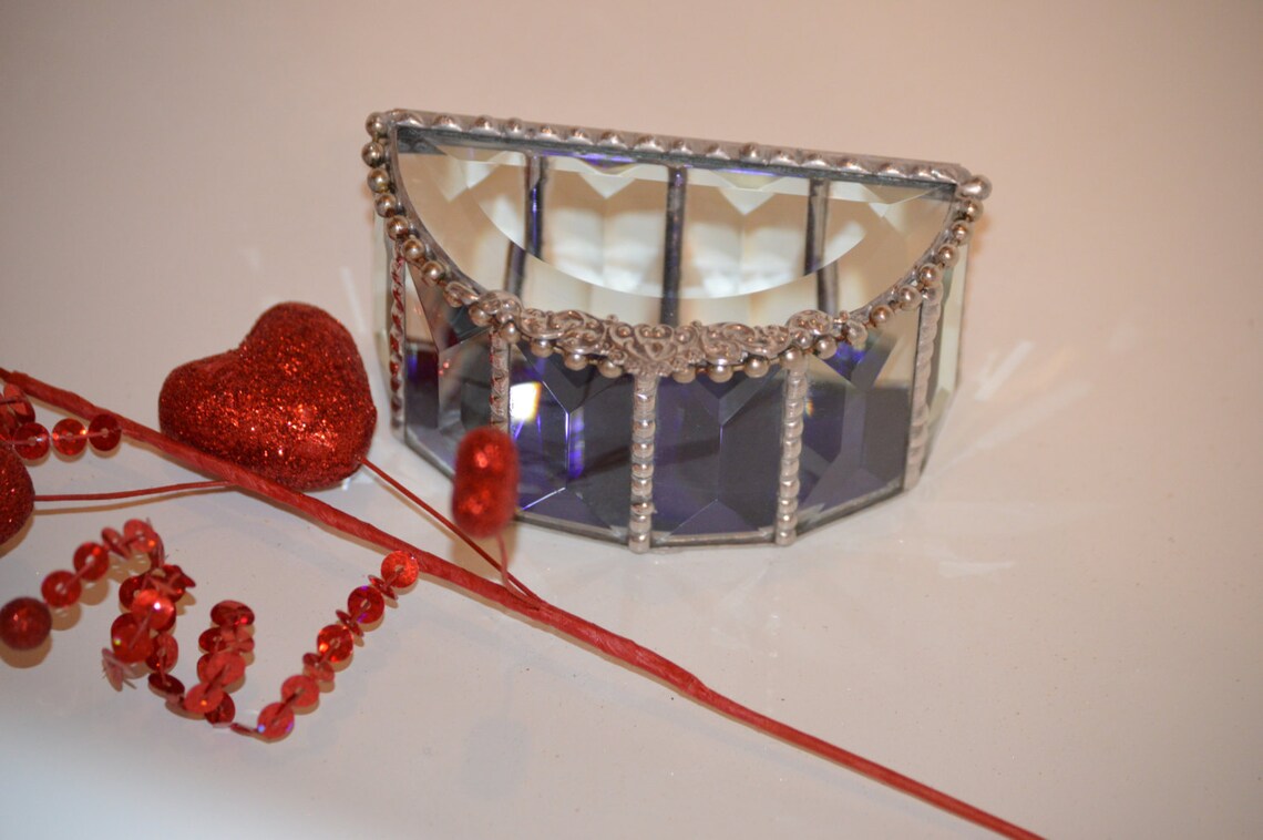 Unique Half Circle Beveled Filigree/beaded Jewelry Box, Ring Box ...