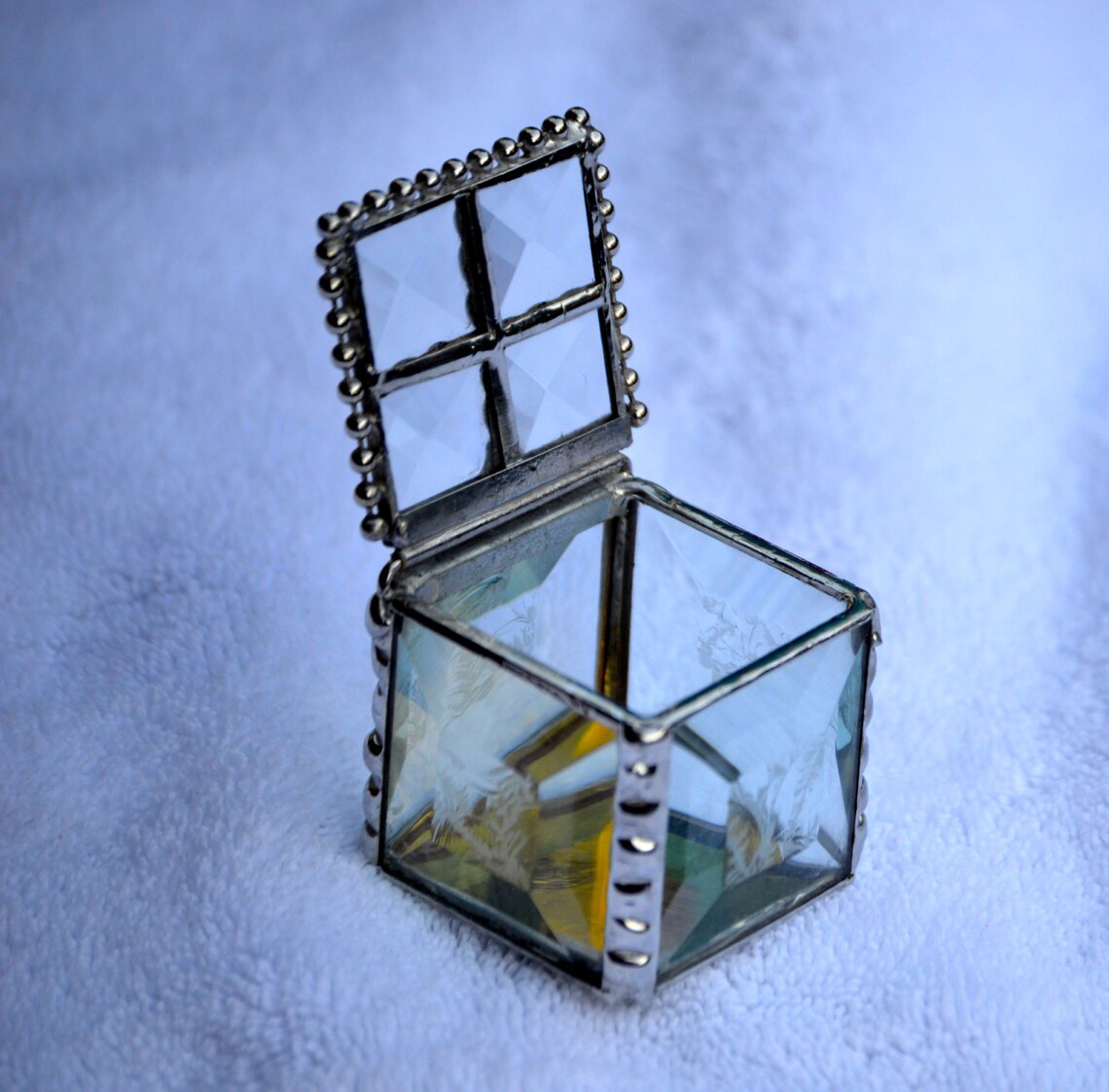 Stained Glass Beveled Top Engagement Ring Box, Jewelry Box, Keepsake ...